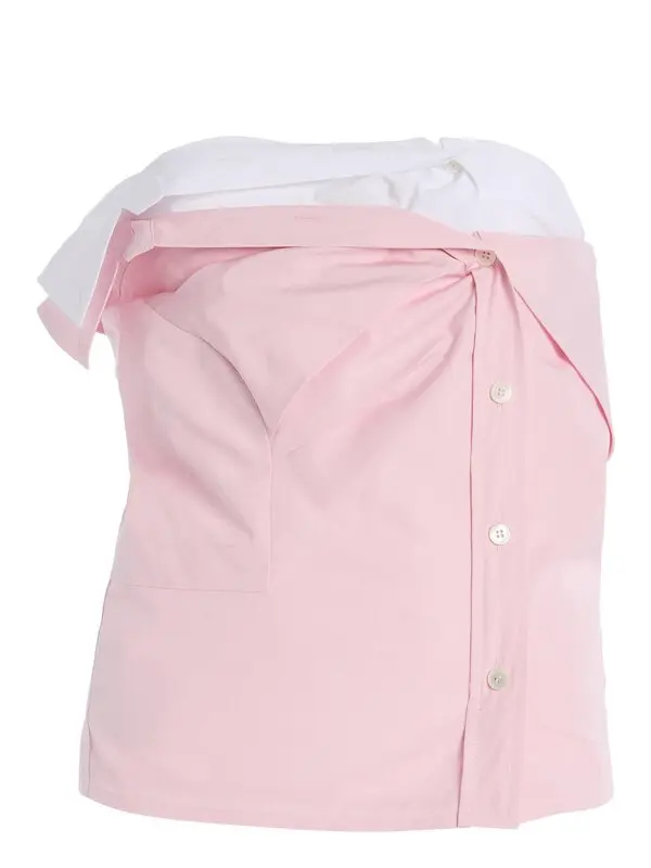 Miu Miu Cotton Poplin Bustier Top - Pink