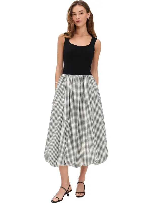 Rails Rosalind Midi Dress - Ivory Jet Gingham Black