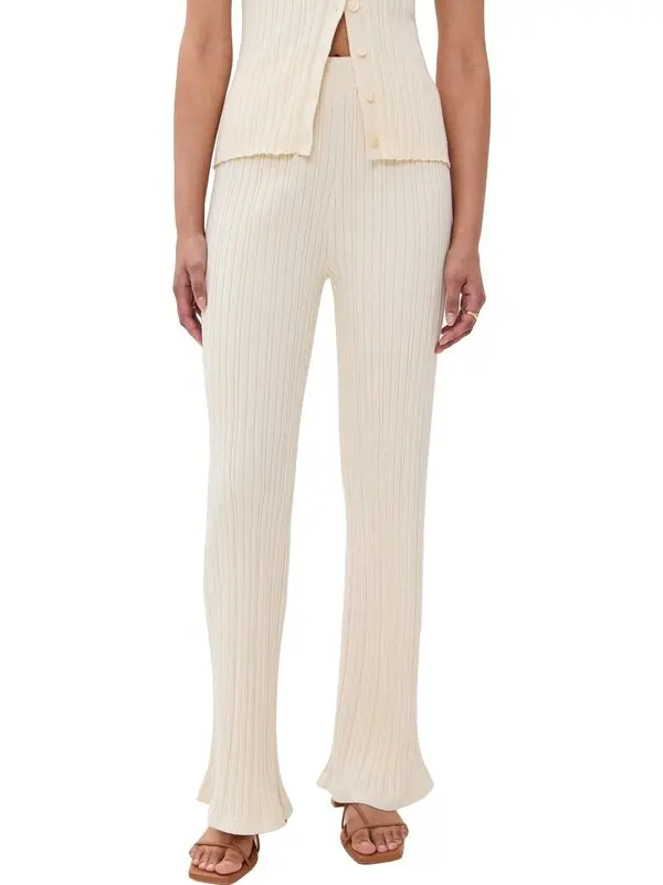 LE BOP Ribbed Flare Pants - Antique White