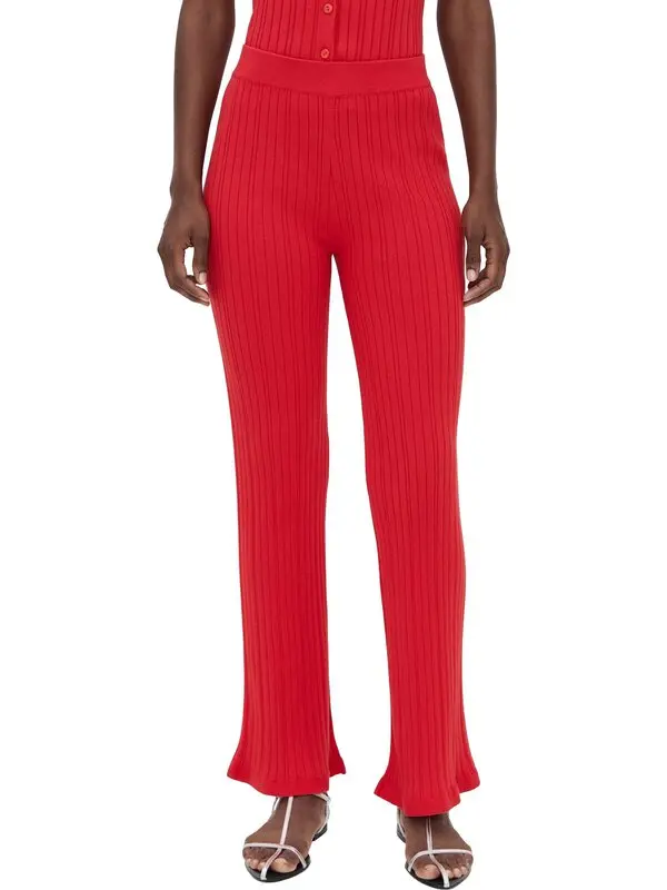 LE BOP Ribbed Flare Pants - Poppy