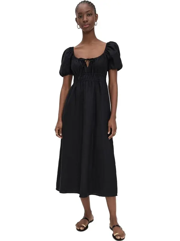 Faithfull The Brand Brigitte Midi Dress - Black