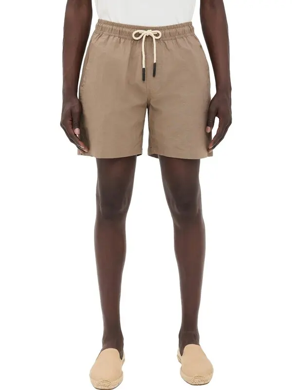 Oas Linen Blend Shorts - Brown