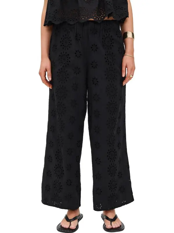 Z Supply Sorrento Embroidered Pants - Black