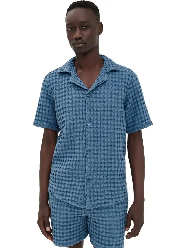 Oas Coronet Cuba Waffle Shirt - Blue