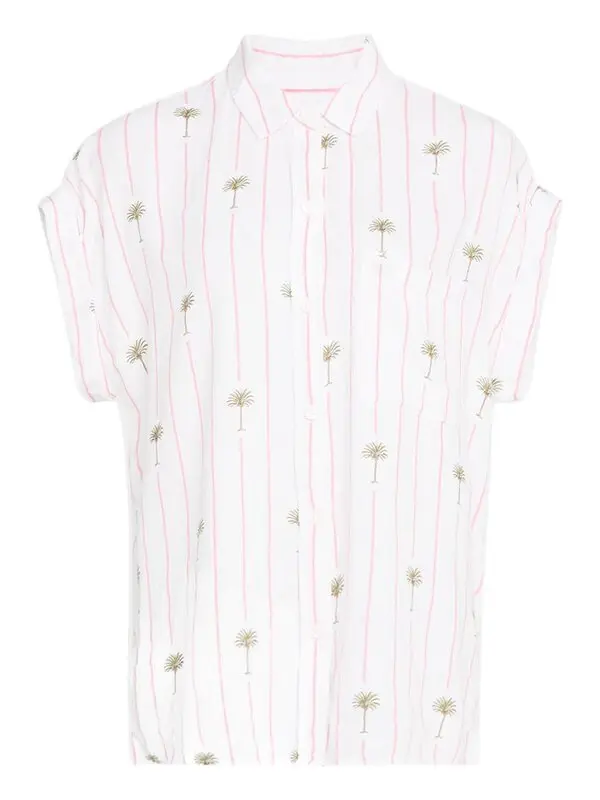 Rails Whitney Striped Palm Blouse - Pink Palm Stripe