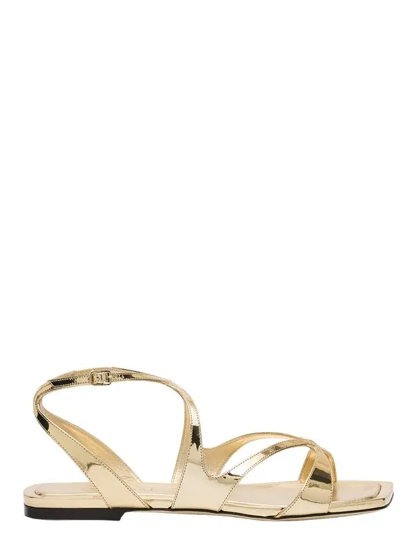 JIMMY CHOO Ayla Metallic Leather Ankle-strap Sandals - Gold