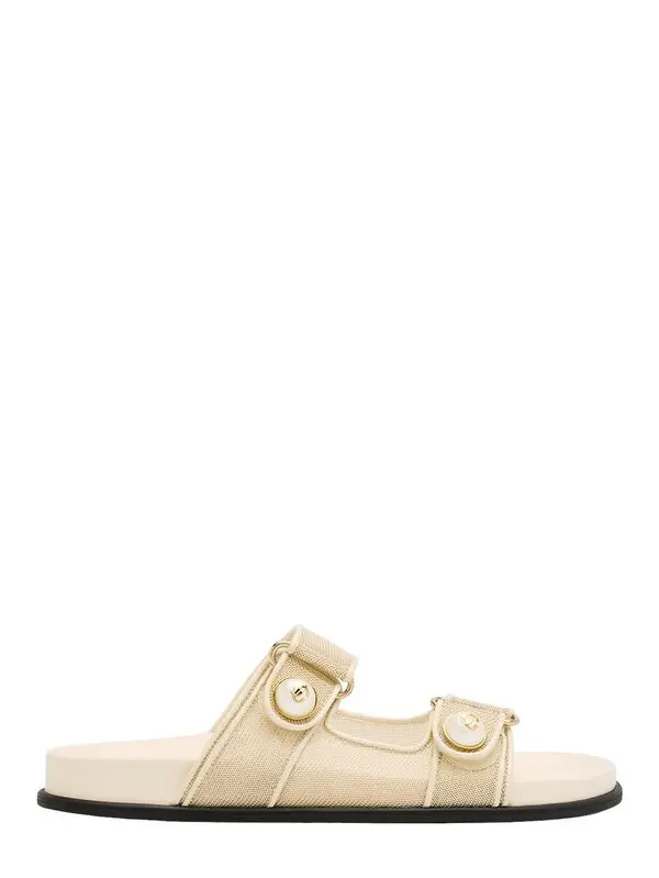 JIMMY CHOO Fayence Pearly Dual-strap Slide Sandals - White