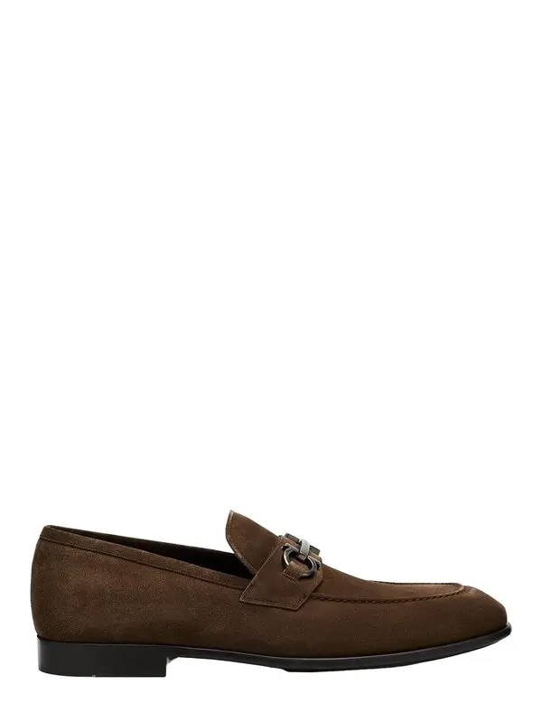 FERRAGAMO Foster Suede Loafers - Concrete