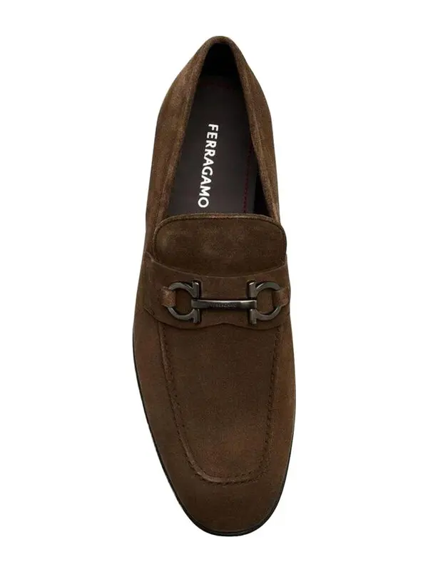 FERRAGAMO Foster Suede Loafers - Concrete