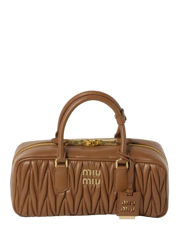 Miu Miu Arcadie Matelassé Nappa Leather Bag - Caramel