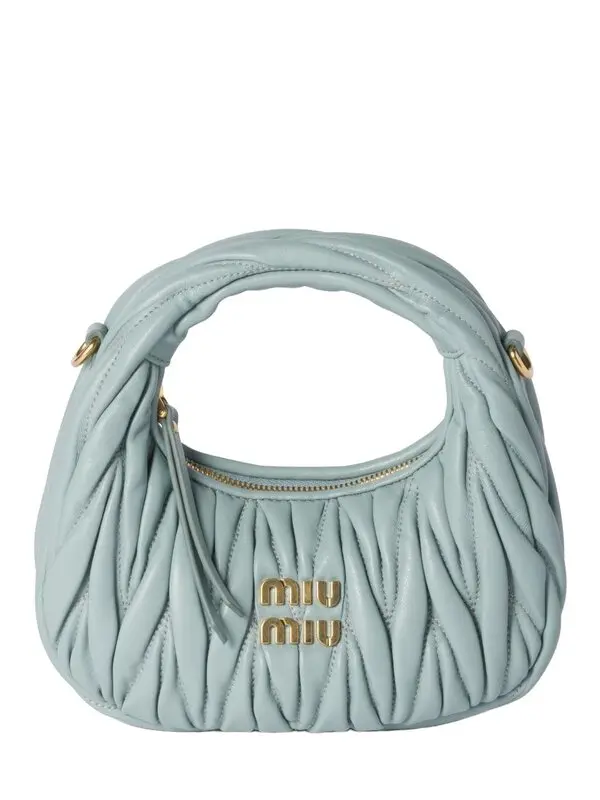 Miu Miu Wander Matelassé Nappa Leather Mini Hobo Bag - Powder Blue
