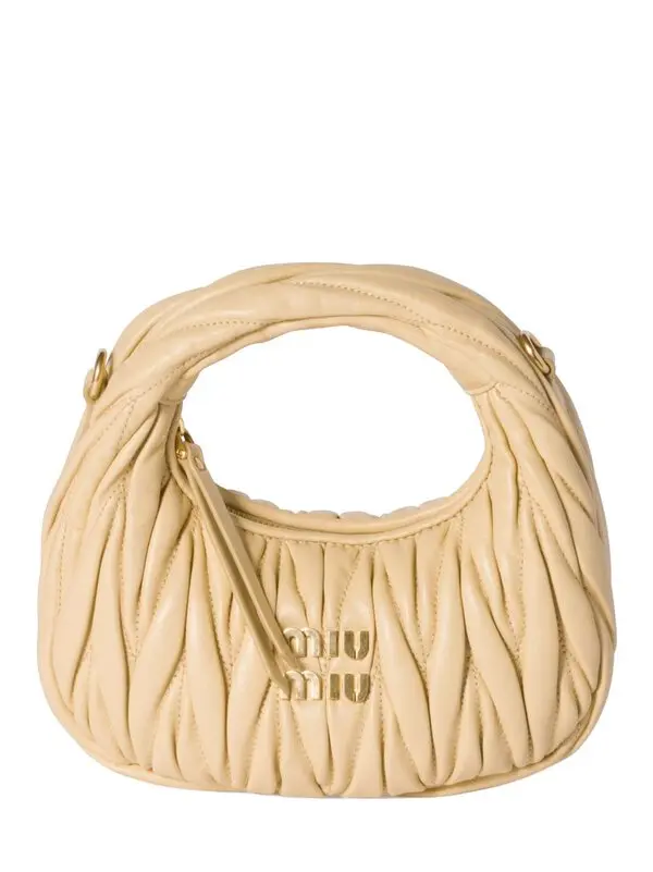 Miu Miu Wander Matelassé Nappa Leather Hobo Mini-bag - Soy Green
