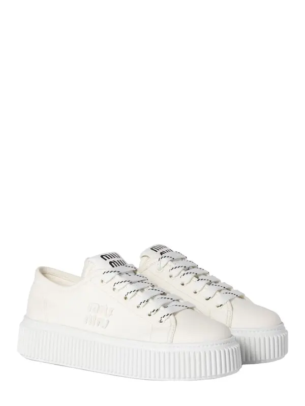 Miu Miu Denim Sneakers - Ivory