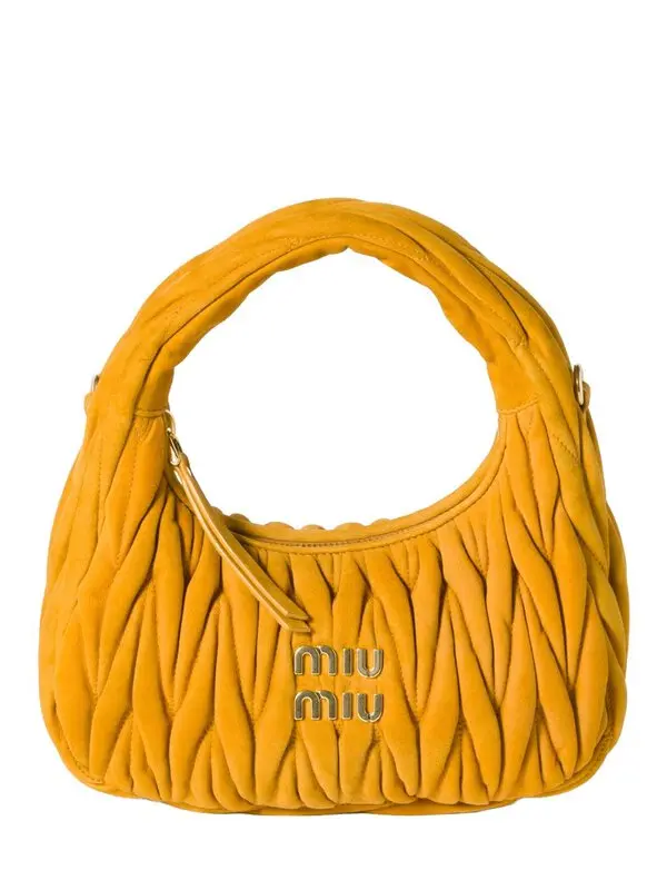 Miu Miu Wander Matelassé Suede Bag - Whiskey