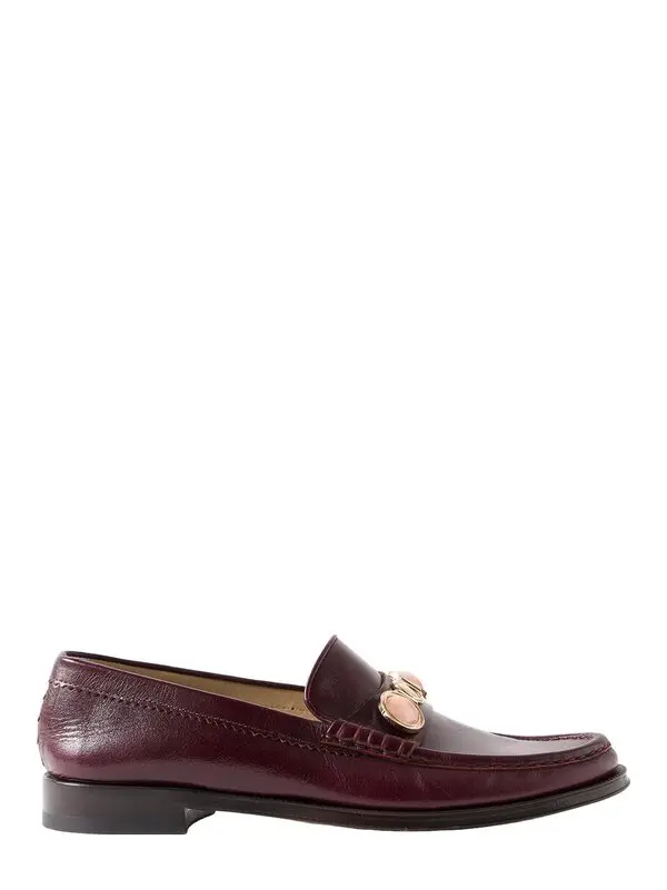 Gabriela Hearst Melchora Embellished Leather Loafers - Burgundy