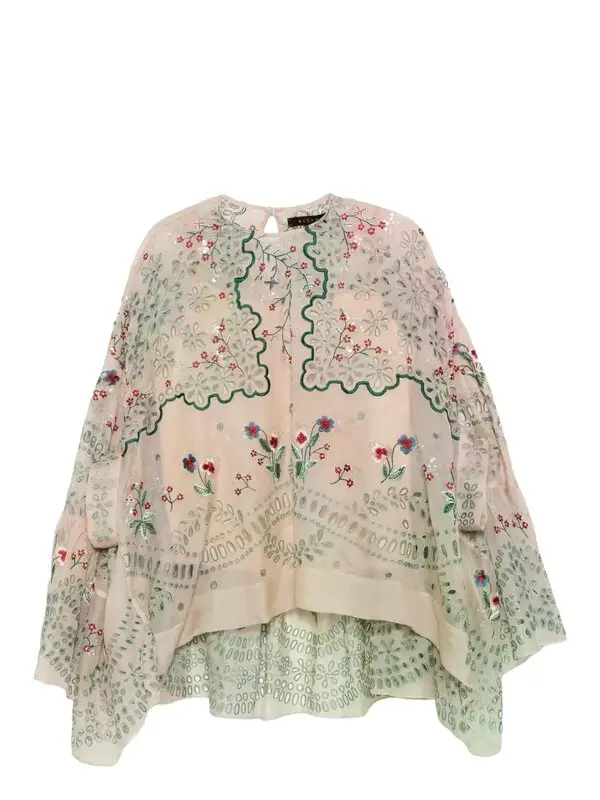 Biyan Floral Embroidery Blouse - Pink