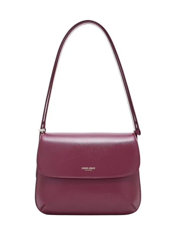 Giorgio Armani Medium La Prima Bag In Palmellato Leather - Burgundy