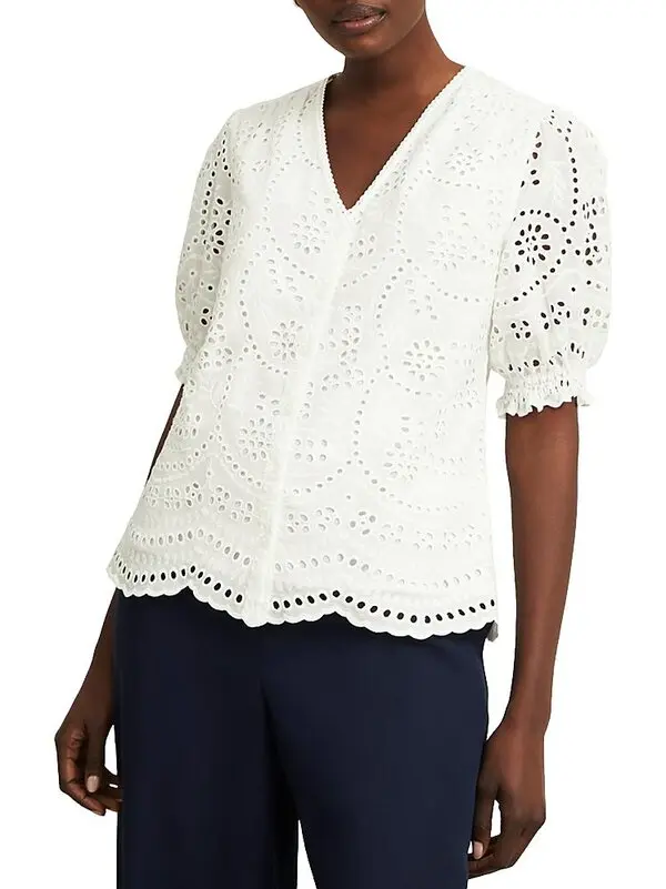 HOBBS LONDON Chiara Eyelet Blouse - Hobbs White