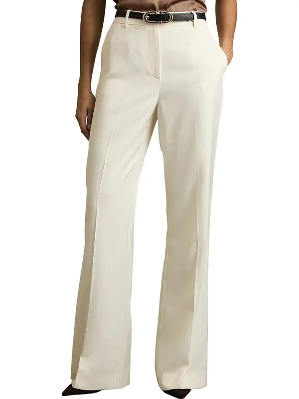 REISS Millie Wide Leg Trousers - Cream