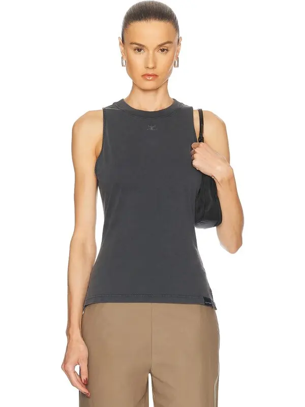 COURREGES Belted Stonewashed Tank Top - Stonewashed Grey