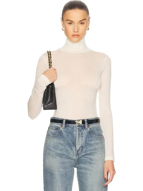 Renggli Rengli Sheer Jersey Turtleneck - Bone