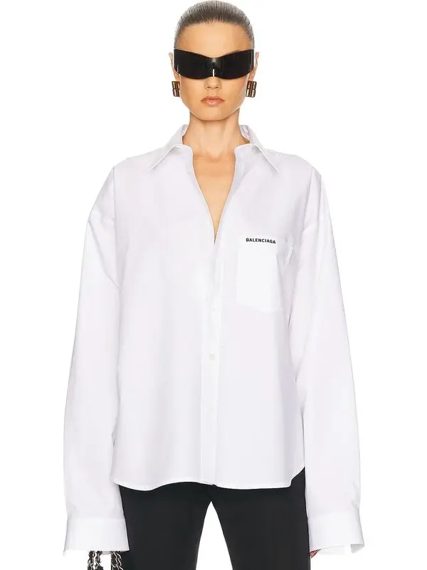 Balenciaga Long Sleeve Regular Shirt - White