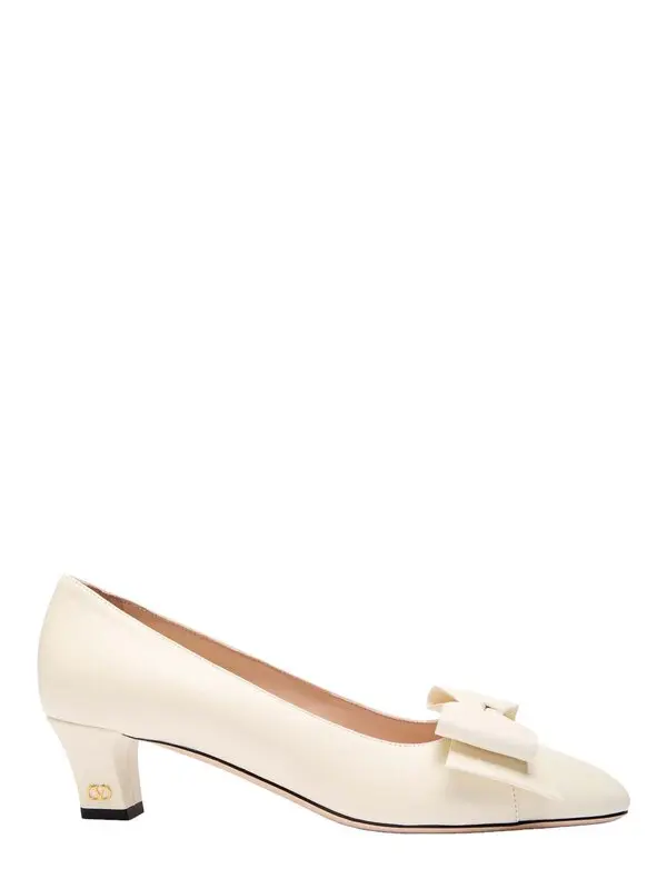 Valentino Garavani Bowow 45 Leather Pumps - Ivory