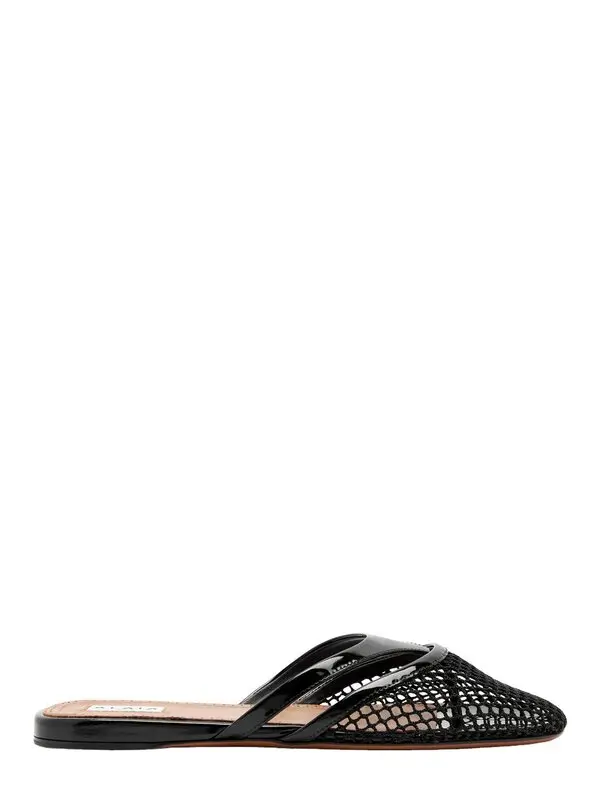 Alaïa Infradito Mesh And Patent Leather Mules - Black