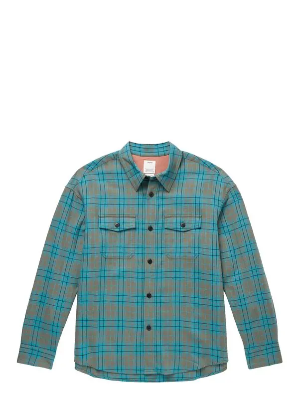 Visvim Checked Wool And Linen-blend Shirt - Blue