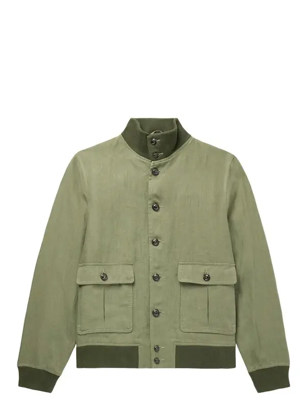 VALSTAR Valstarino Linen Bomber Jacket - Green