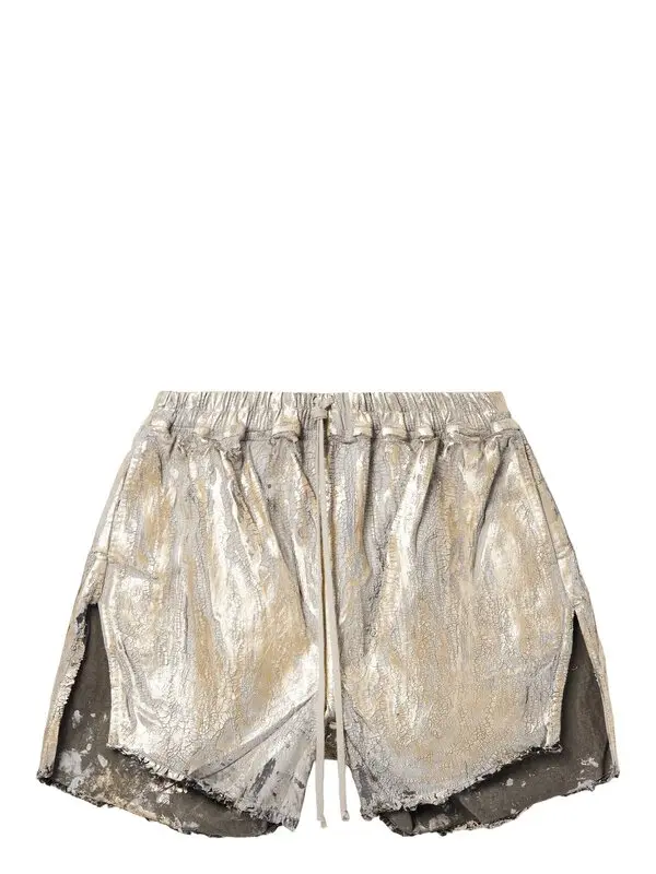 Rick Owens Blister Straight-leg Metallic Denim Shorts - Gold