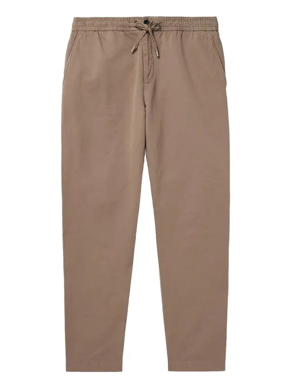 Mr P. James Straight-leg Cotton And Linen-blend Twill Drawstring Trousers - Brown
