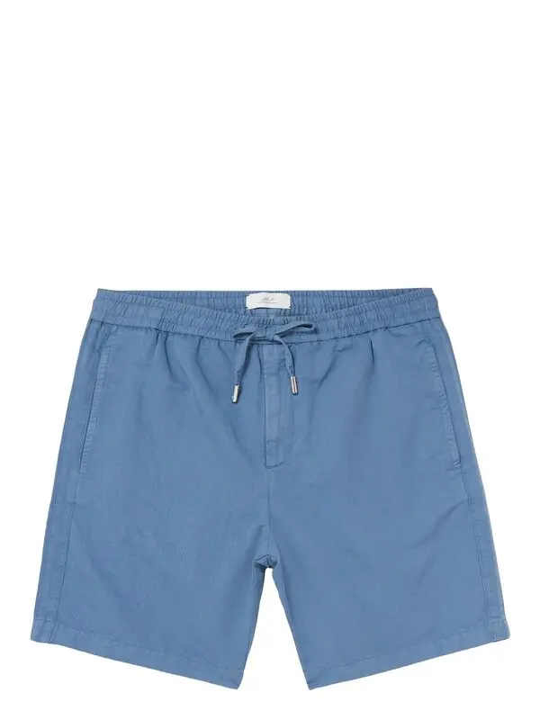 Mr P. Straight-leg Organic Cotton And Linen-blend Drawstring Shorts - Blue