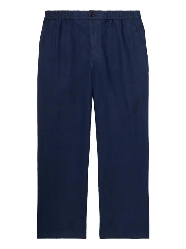Mr P. Arthur Wide-leg Linen Trousers - Blue