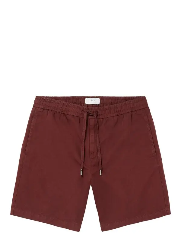 Mr P. Straight-leg Organic Cotton And Linen-blend Drawstring Shorts - Burgundy