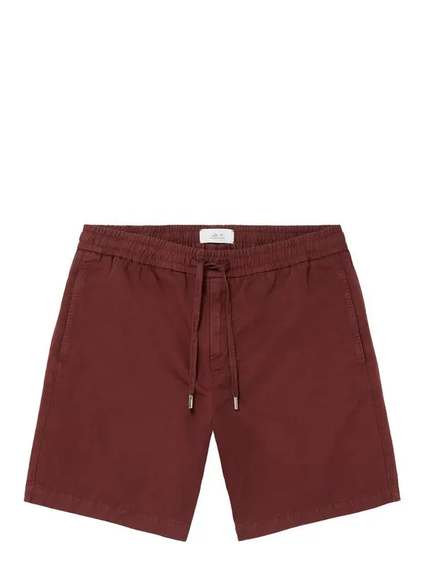 Mr P. Straight-leg Organic Cotton And Linen-blend Drawstring Shorts - Burgundy
