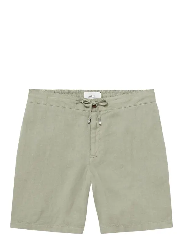 Mr P. Straight-leg Linen Bermuda Shorts - Green