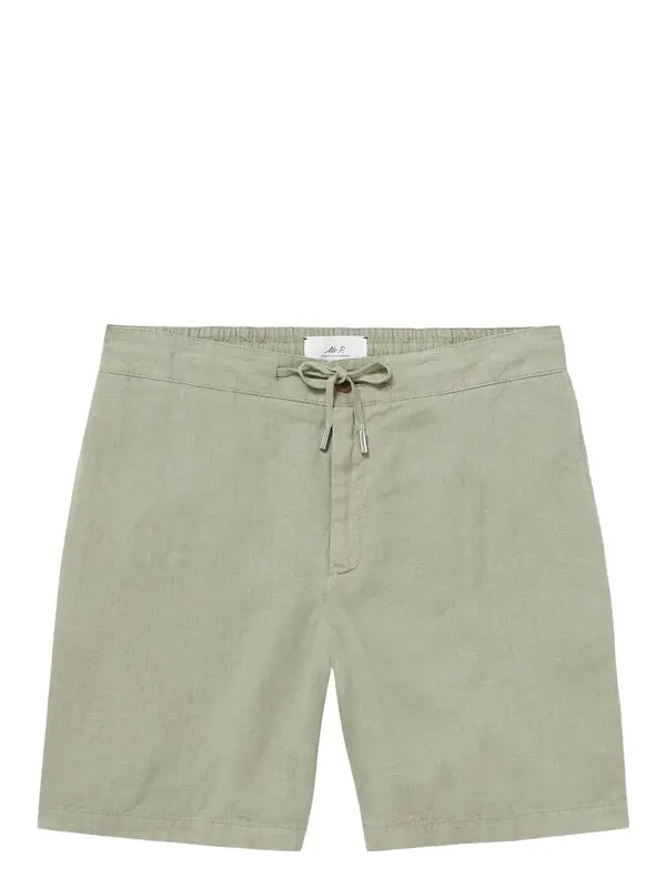 Mr P. Straight-leg Linen Bermuda Shorts - Green
