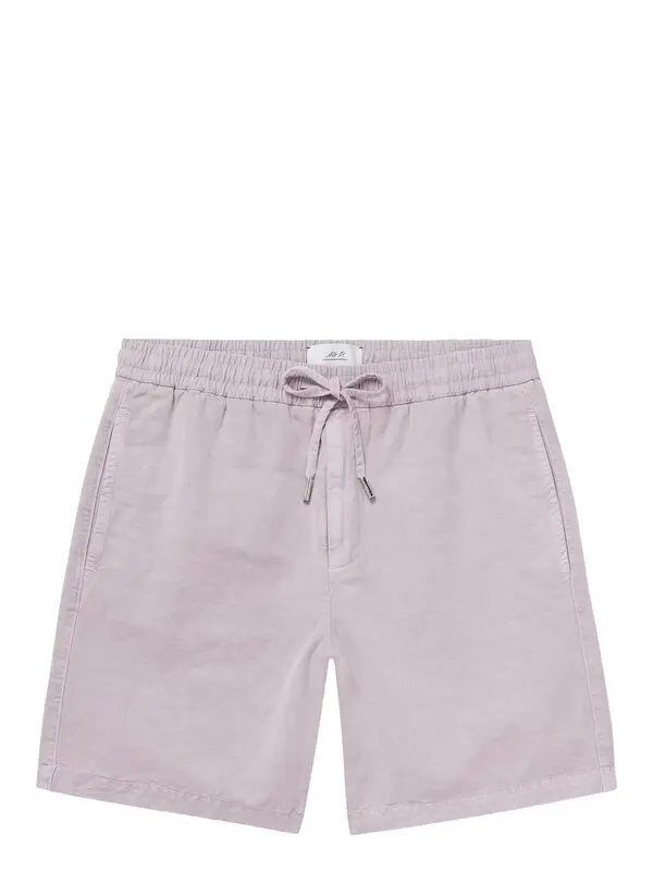 Mr P. Straight-leg Organic Cotton And Linen-blend Drawstring Shorts - Purple