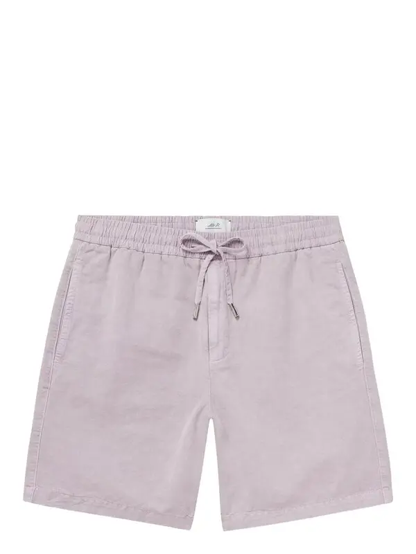 Mr P. Straight-leg Organic Cotton And Linen-blend Drawstring Shorts - Purple
