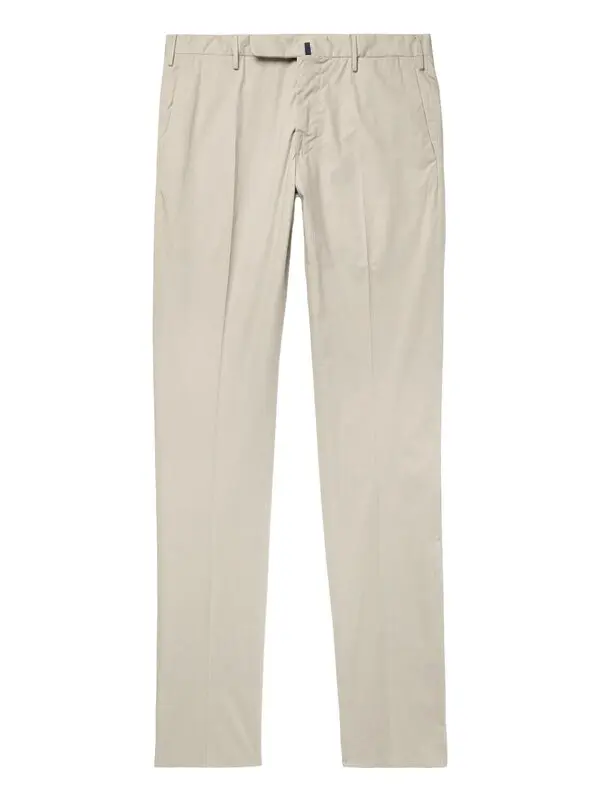 SLOWEAR Venezia 1951 Slim-fit Cotton-blend Poplin Trousers - Neutrals