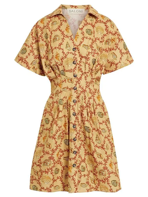 Saloni Riya Printed Mini Shirt Dress - Sand