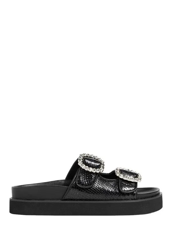 Maje Buckled Snake-effect Leather Sandals - Black