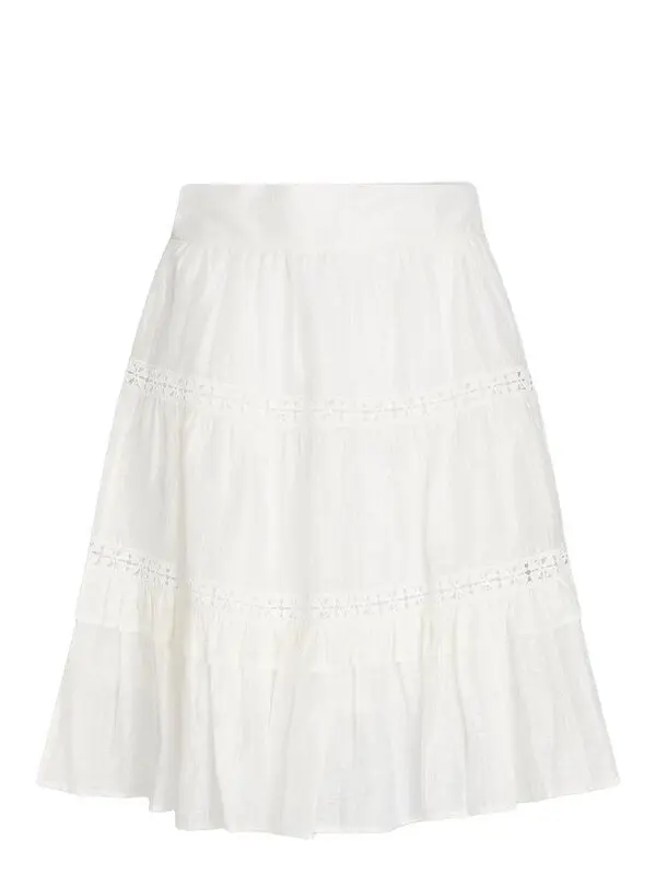 Sandro Guipure Lace-trimmed Linen-blend Gauze Skirt - White