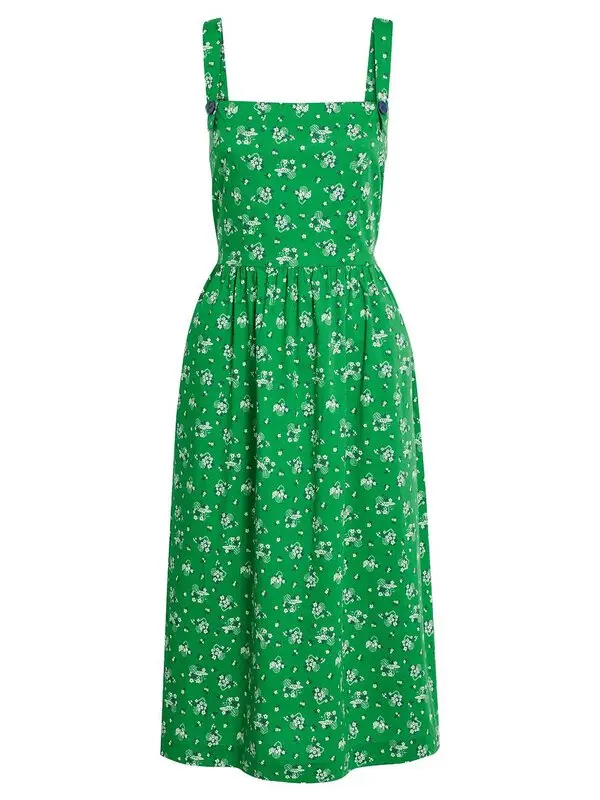 HVN Laura Floral-print Midi Dress - Green