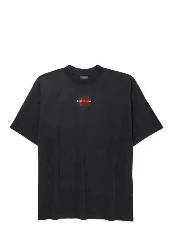 Balenciaga Logo-embroidered Printed Cotton-jersey T-shirt - Black