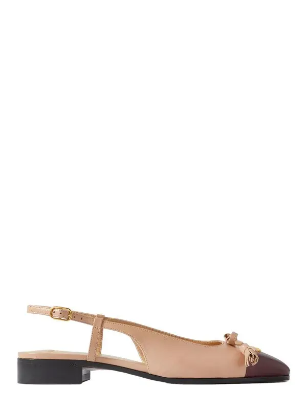 Valentino Garavani Logo-embellished Tasseled Leather Slingback Ballet Flats - Pink