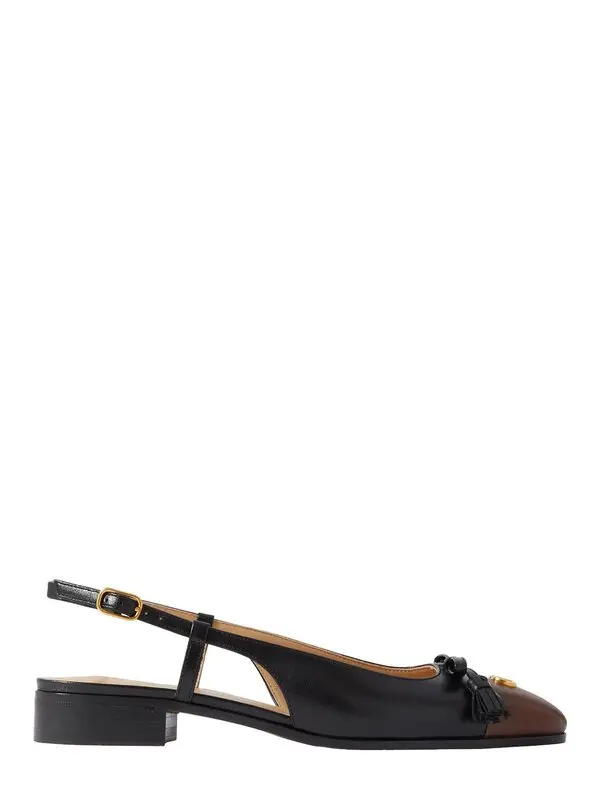 Valentino Garavani Leather Slingback Ballet Flats - Black