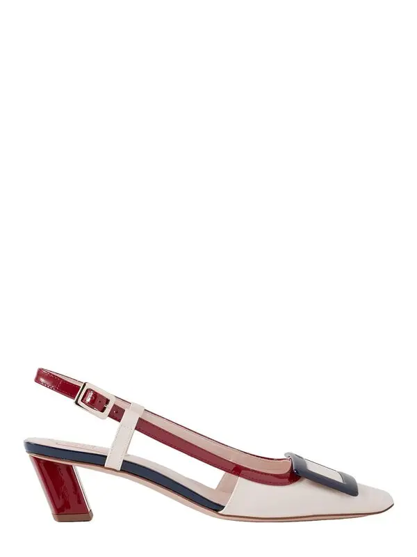 ROGER VIVIER Belle Vivier 45 Color-block Patent-leather Slingback Pumps - Neutrals