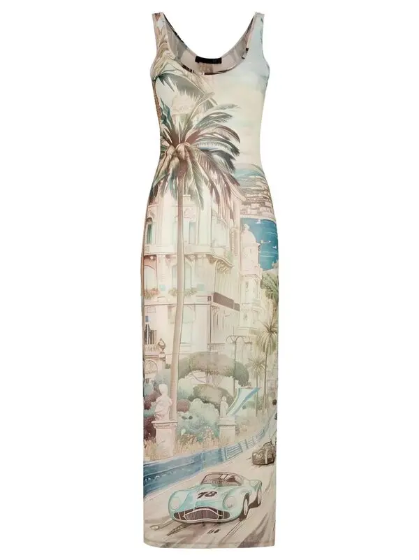 Philipp Plein Abstract-print Midi Dress - Neutrals